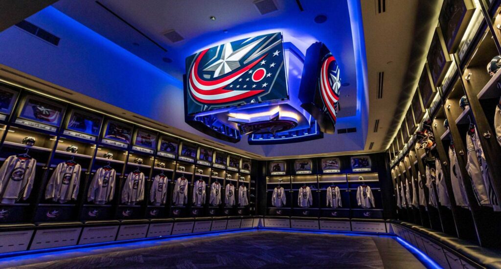 Columbus Blue Jackets, Nationwide Arena – Locker Room and LED Display ...